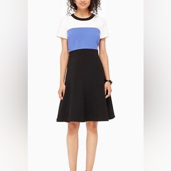 kate spade | Dresses | Nwt Kate Spade Colorblock Crepe Fit Flare Dress ...